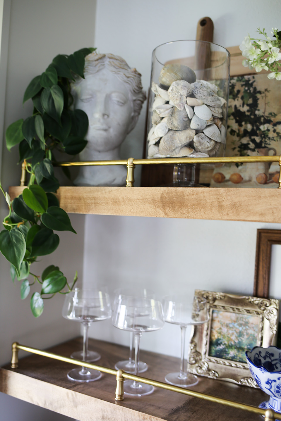 How I Made a Brass Gallery Rail from Lamp Parts - The Simple Cozy Haven