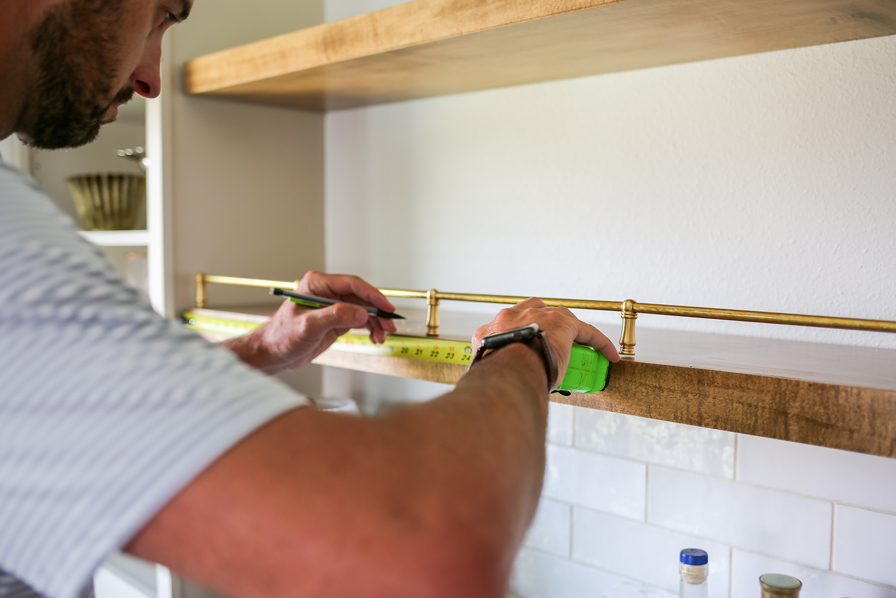 How I Made a Brass Gallery Rail from Lamp Parts - The Simple Cozy Haven