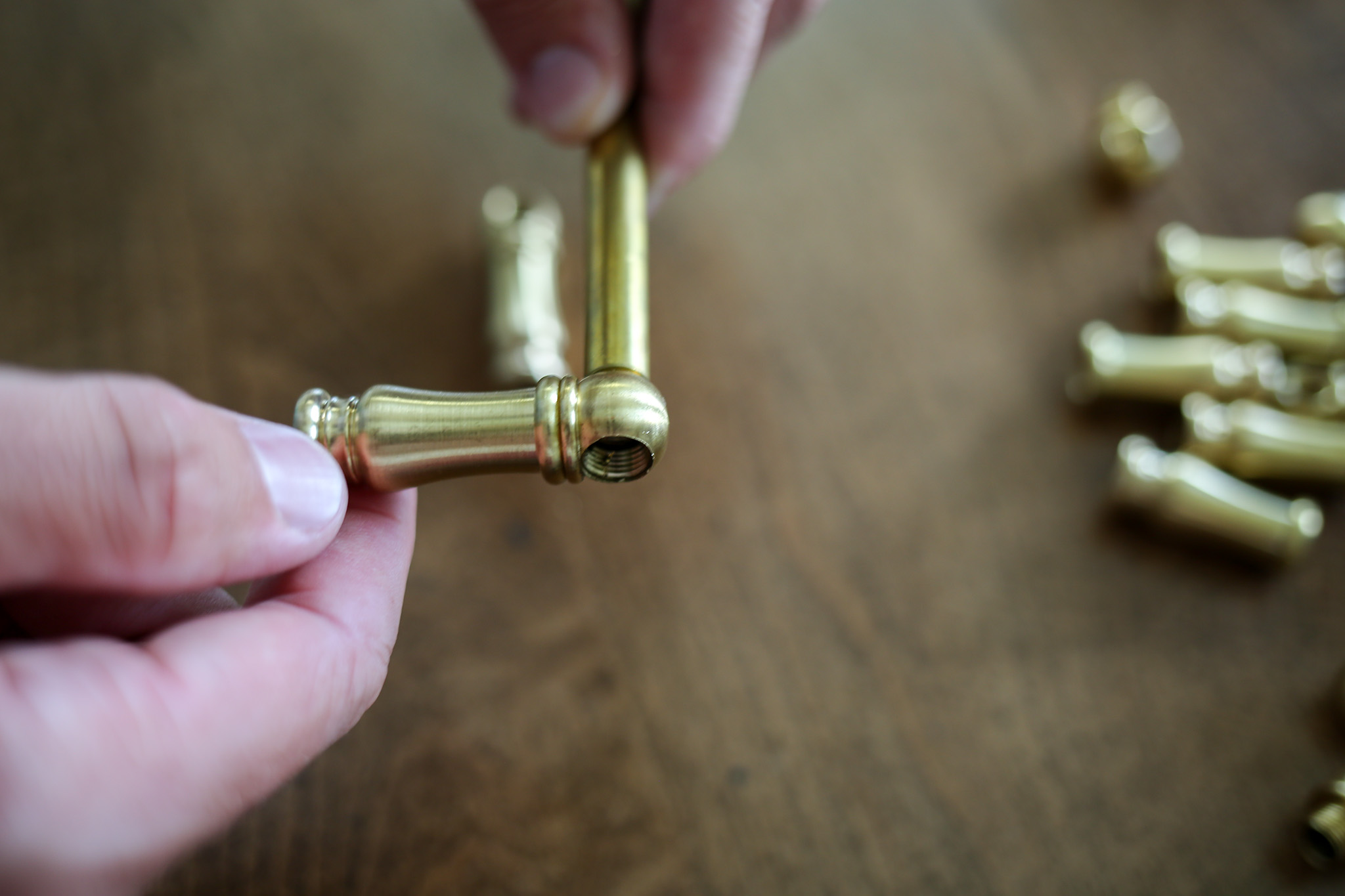 How I Made a Brass Gallery Rail from Lamp Parts - The Simple Cozy Haven