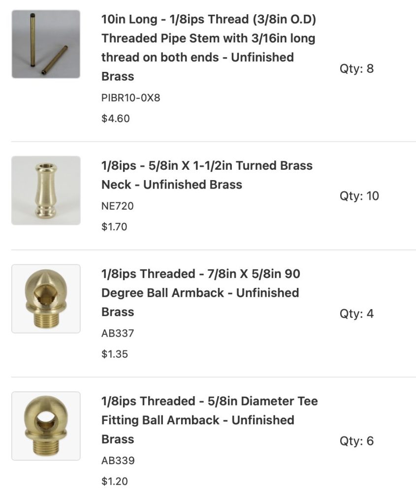 How I Made a Brass Gallery Rail from Lamp Parts - The Simple Cozy Haven